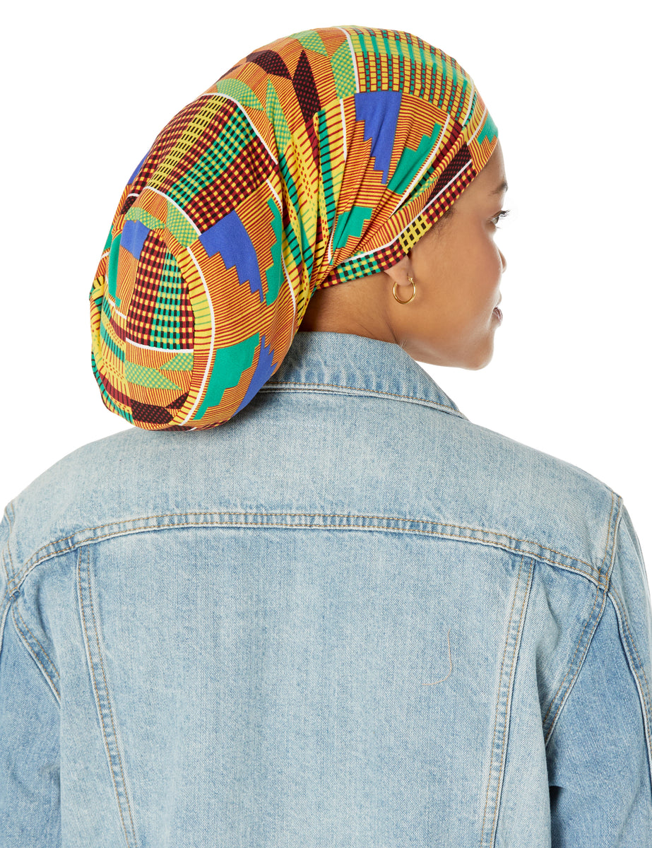 Dreadlocks locs hair cap for men and women-kente yellow – Beauty Coliseum